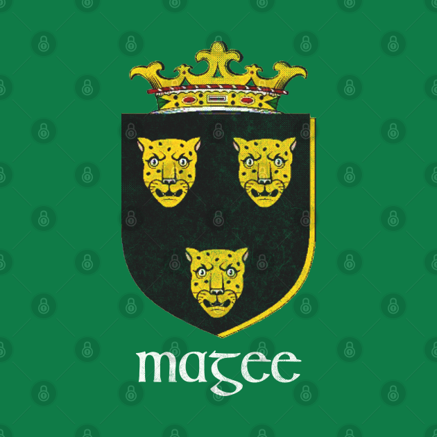 Magee Surname / Faded Style Family Crest Coat Of Arms Design - Magee ...