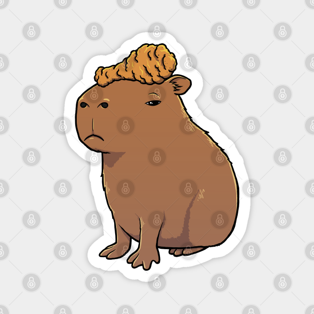 Capybara with Fried Chicken on its head - Capybara - Magnet | TeePublic