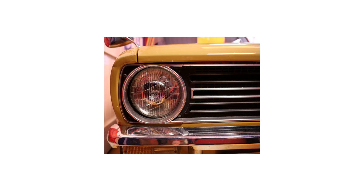 Stylish headlight of yellow vintage sports car - Headlight - T-Shirt ...