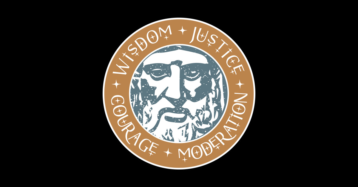 wisdom, justice, courage, moderation - Spiritual - Sticker | TeePublic
