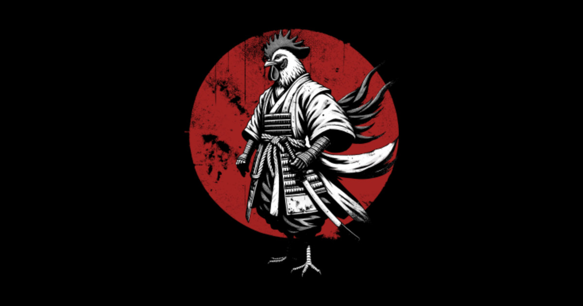 Japan Rooster Samurai Chicken Warrior - Samurai Warrior - Sticker ...