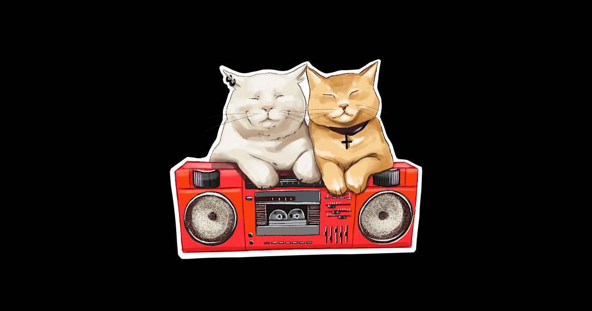 Vibing Cats - Cats Love - Sticker | TeePublic