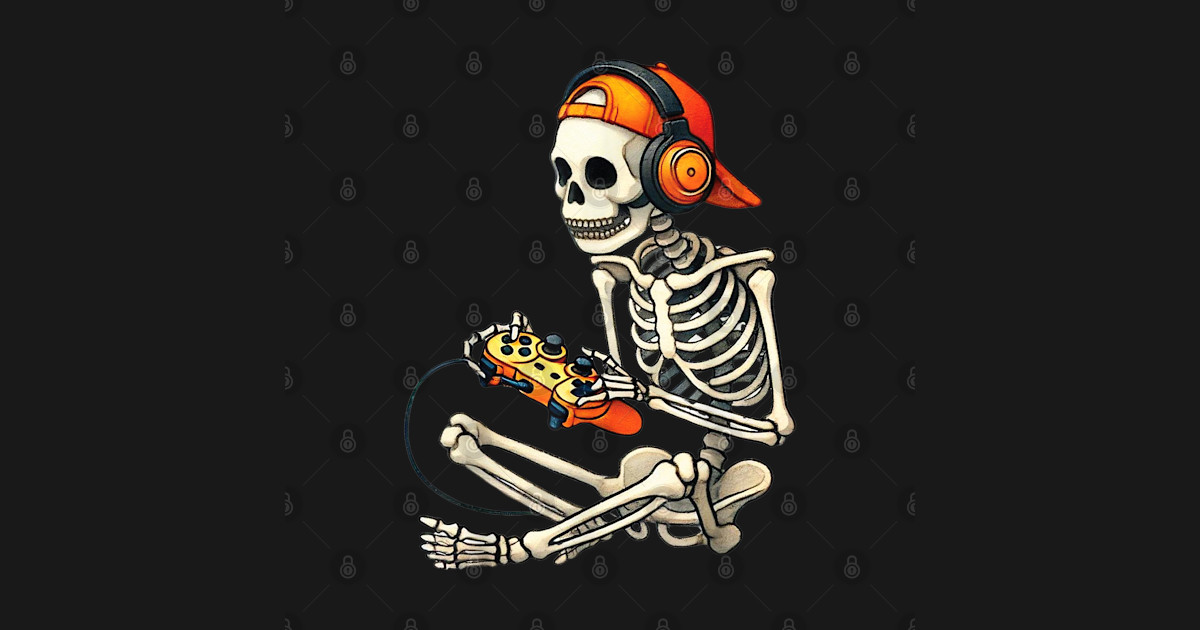 Halloween Skeleton Gamer Video Gaming Boys Men Kids - Funny Halloween ...