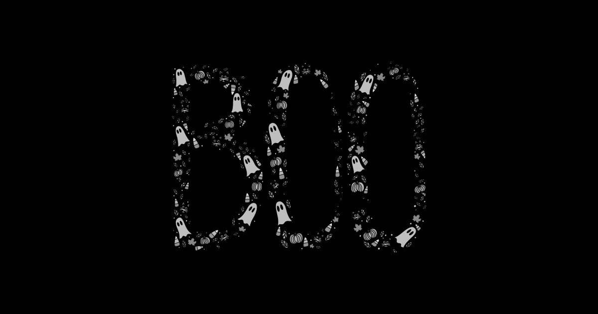 Halloween Boo Line Art - Black & Gray - Halloween - Posters and Art ...