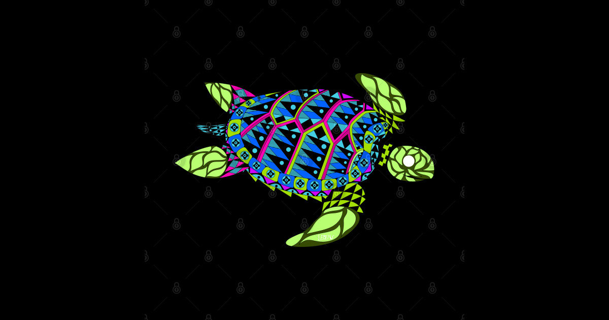 green radioactive turtle in ecopop mutant pattern from the floral ...