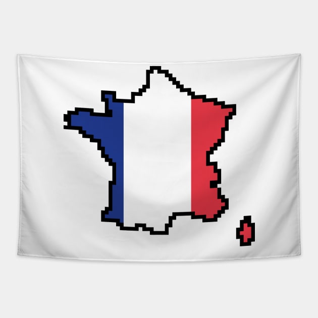 8-Bits France Map Flag Pixel Art - Pixelart - Tapestry | TeePublic