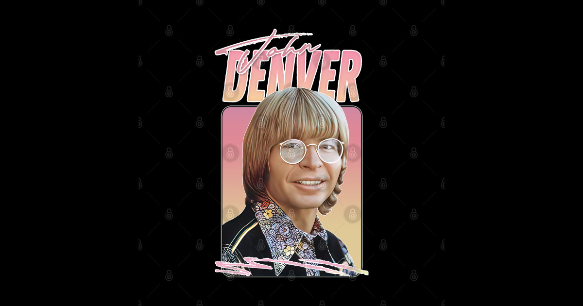 John Denver - Retro Style Fan Artwork - John Denver - Sticker | TeePublic