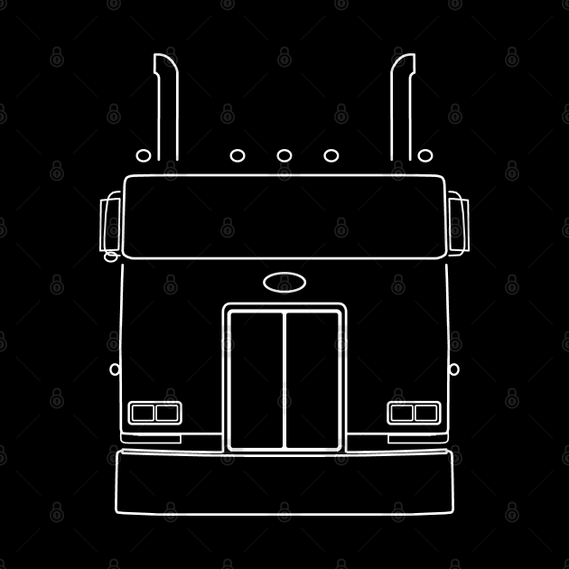 Cabover Pete classic truck outline graphic (white) - Truck - Tapestry ...