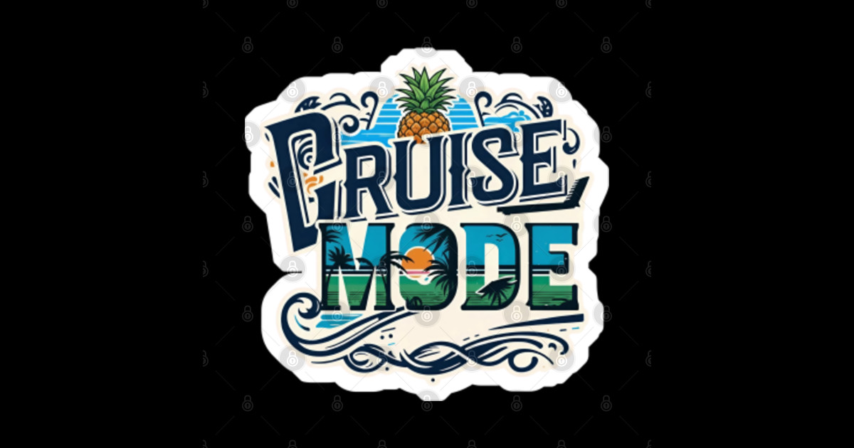 Tropical Cruise Mode Sunset Vibes - Tropical Vacation - Sticker | TeePublic