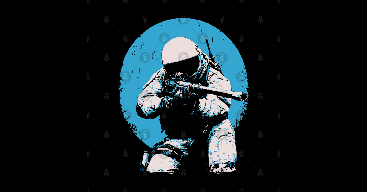 Tactical Astronaut - Retro Sci-Fi Space Soldier - Space War - Sticker ...