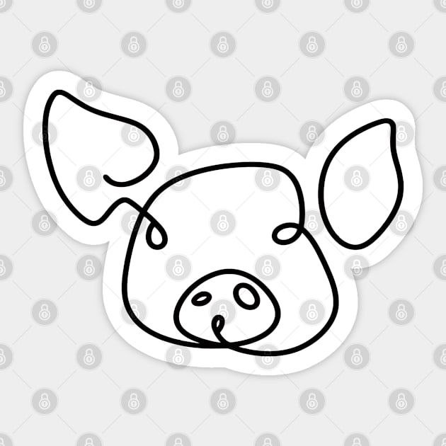 Pig Line Drawing - Pig - Sticker | TeePublic