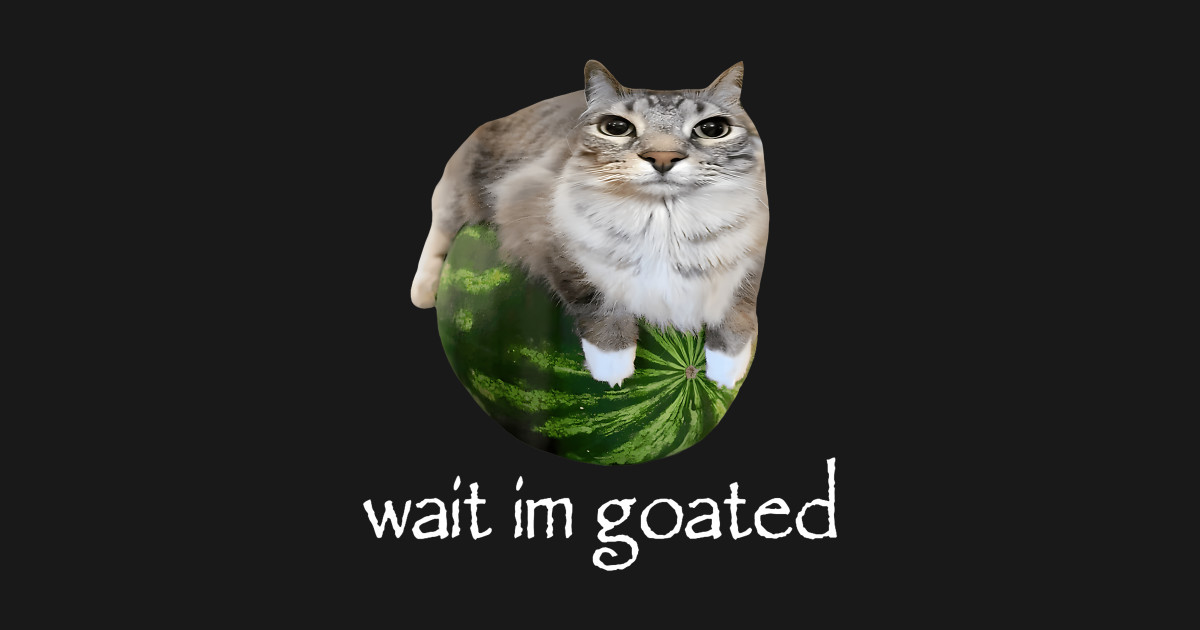 Wait I'M Goated Cat Meme Funny Watermelon Silly Cats Humor - Wait Im ...