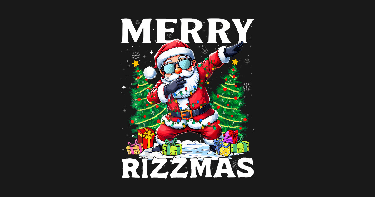 Merry Rizzmas Funny Gen Alpha Slang Santa Meme Christmas - Merry ...