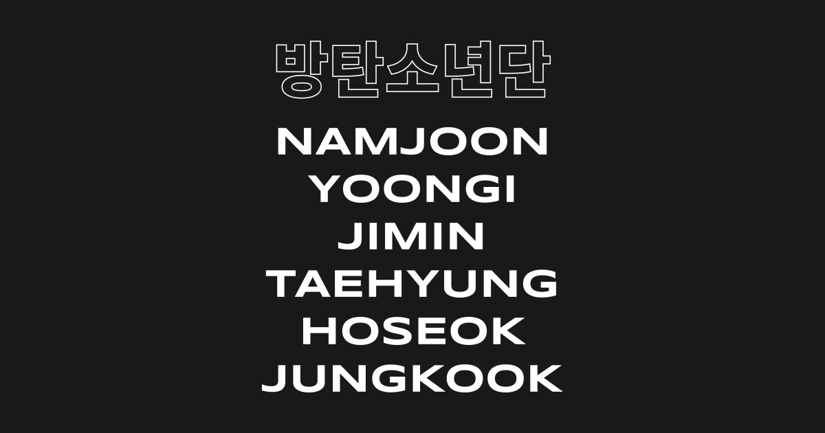 BTS BANGTAN NAMES SHIRT STICKER - Bts - T-Shirt | TeePublic