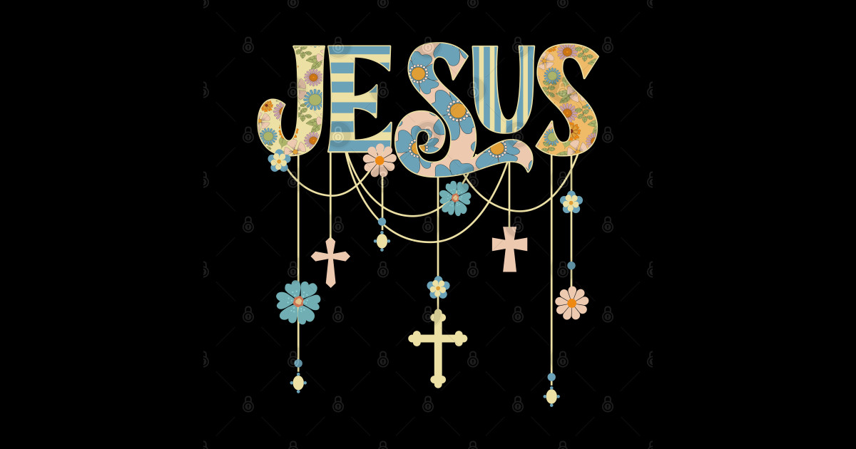 JESUS BOHO INSPIRED FLORAL WITH CROSSES - Jesus - Sticker | TeePublic