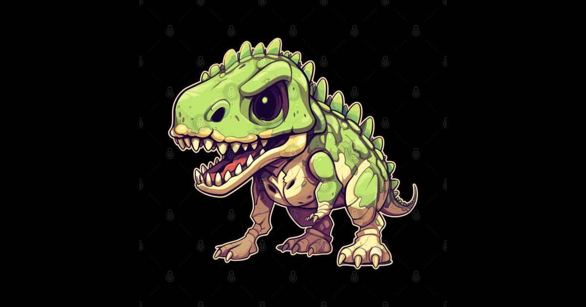 Green Scary Chibi T-Rex Isometric Dinosaur - Scary Chibi T Rex ...