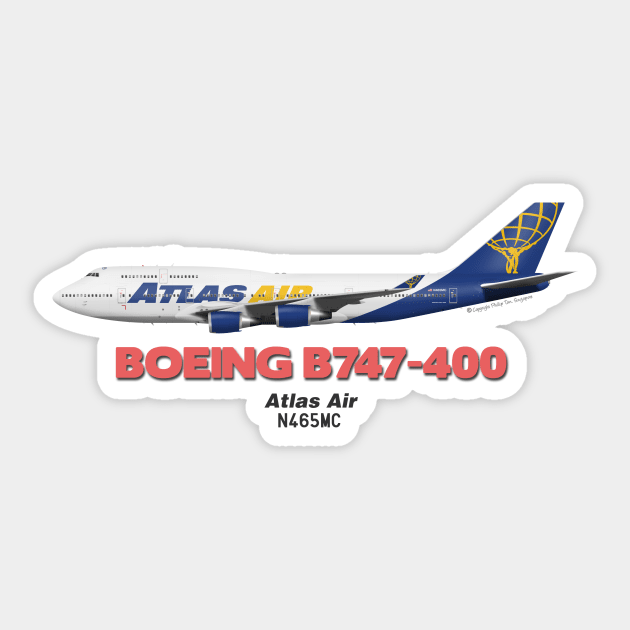 Boeing B747-400 - Atlas Air - B744 - Sticker | TeePublic