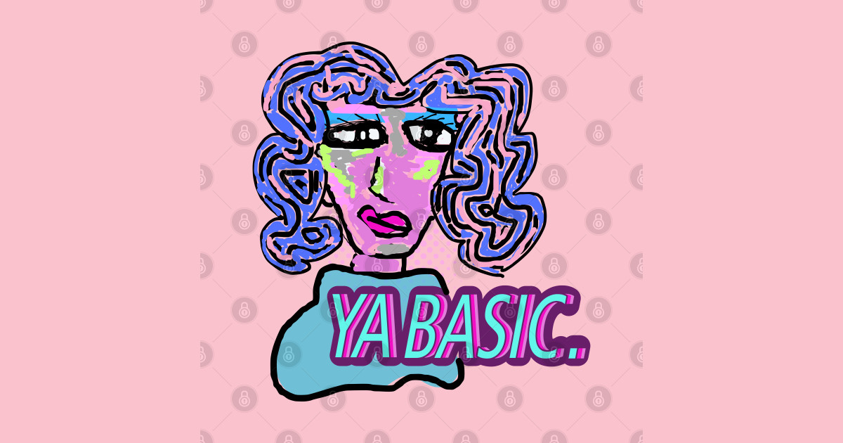 Ya basic drawing of a girl with curly hair, big eyes in blue, pink ...