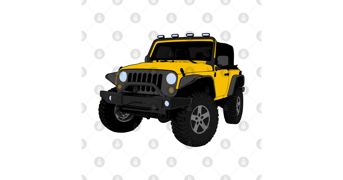 Yellow Jeep Wrangler Illustration - Jeep Wrangler - T-Shirt | TeePublic