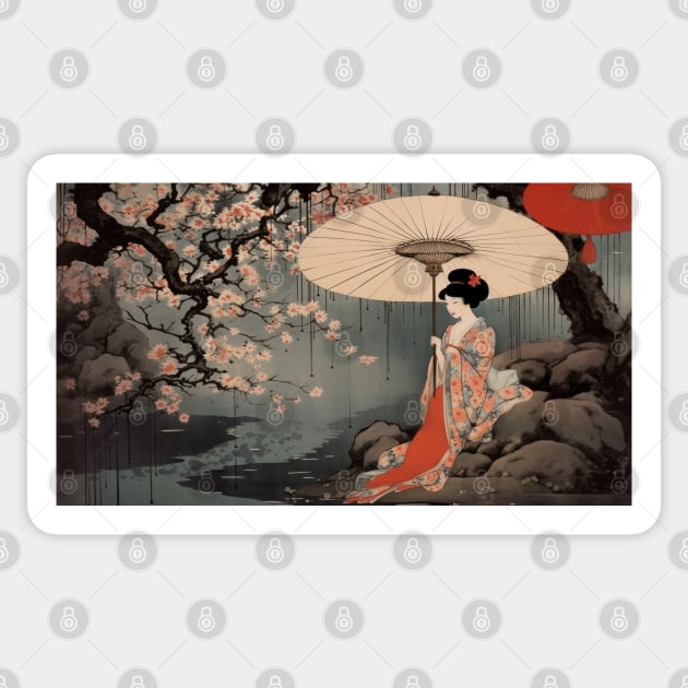 Classic Japanese Style Geisha Artwork - Geisha - Sticker | TeePublic