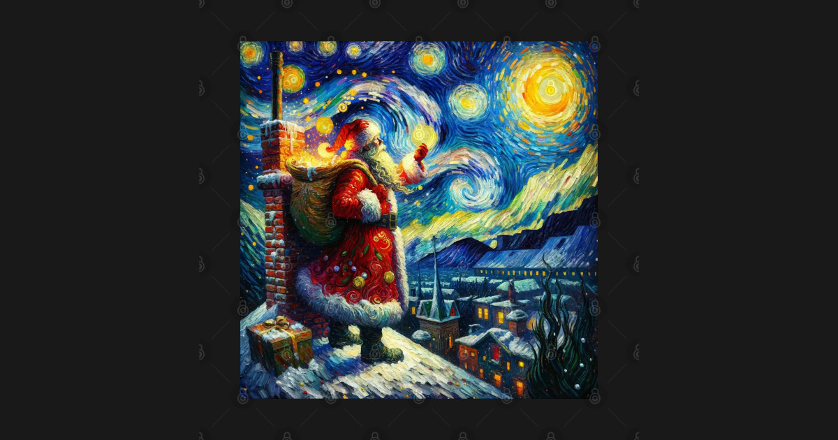 Stellar Santa - Starry Night Sky Holiday Art Prints - Festive Design ...