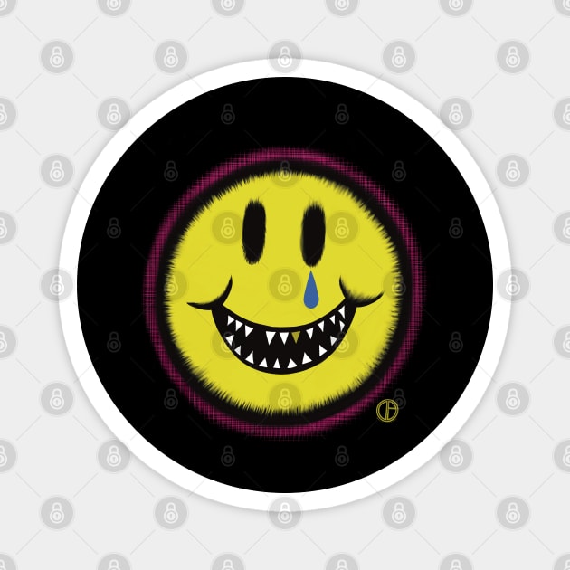 Sunny Smiley Face Tear Fangs Gold Tooth - Smiley Face - Magnet | TeePublic