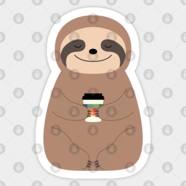 Sloth Coffee Time - Funny Sloths - Sticker | TeePublic