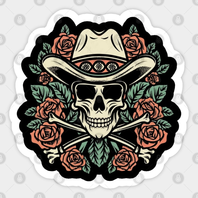 Cowboy Skull tattoo art - Skull Tattoo - Sticker | TeePublic