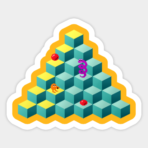 Q Bert Pyramid - Q Bert - Sticker | TeePublic