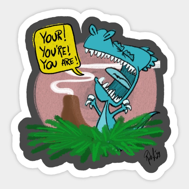 Grammarsaurus - Dinosaur - Sticker | TeePublic