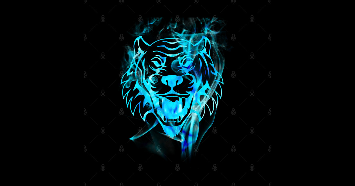 Sparkling Blue Tiger Art - Tiger Face - Sticker | TeePublic