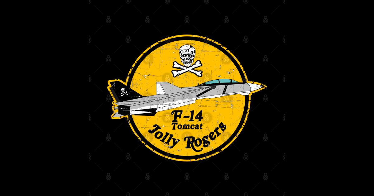 F-14 Tomcat - Jolly Rogers - Grunge Style - F 14 Tomcat - Sticker ...