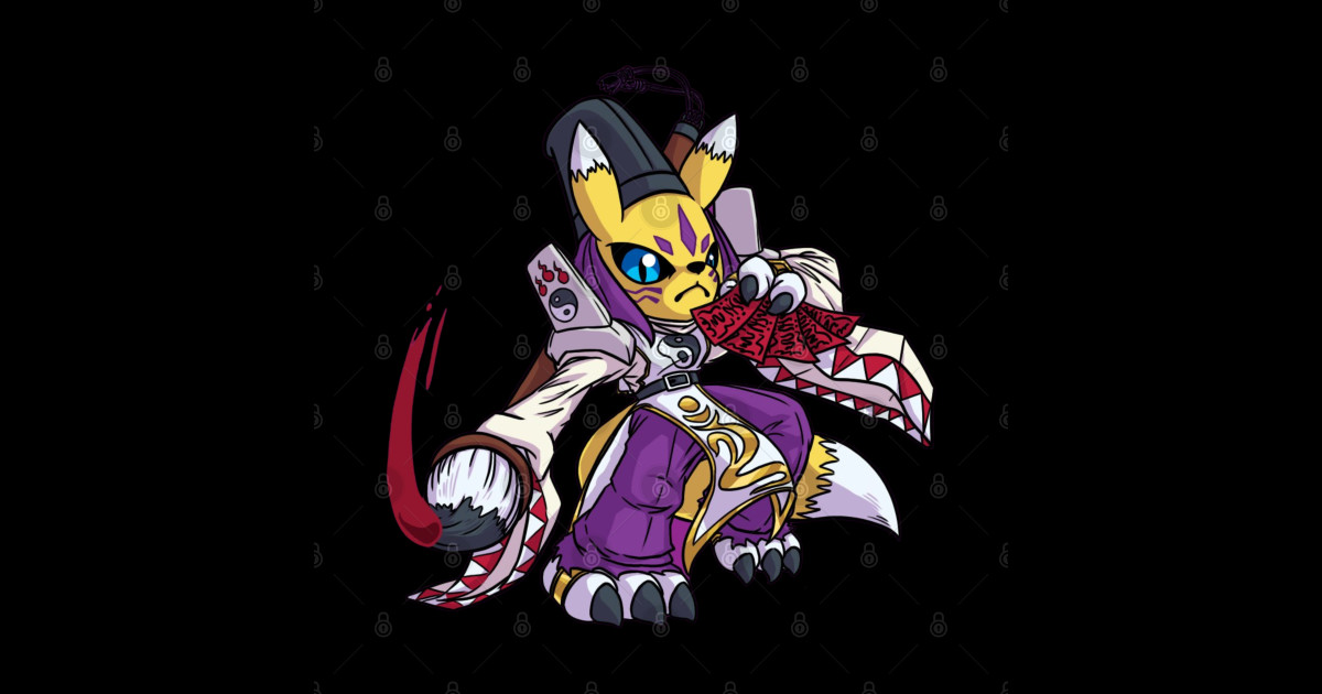 Chibi Taomon Digimon Retro - Taomon - Sticker | TeePublic