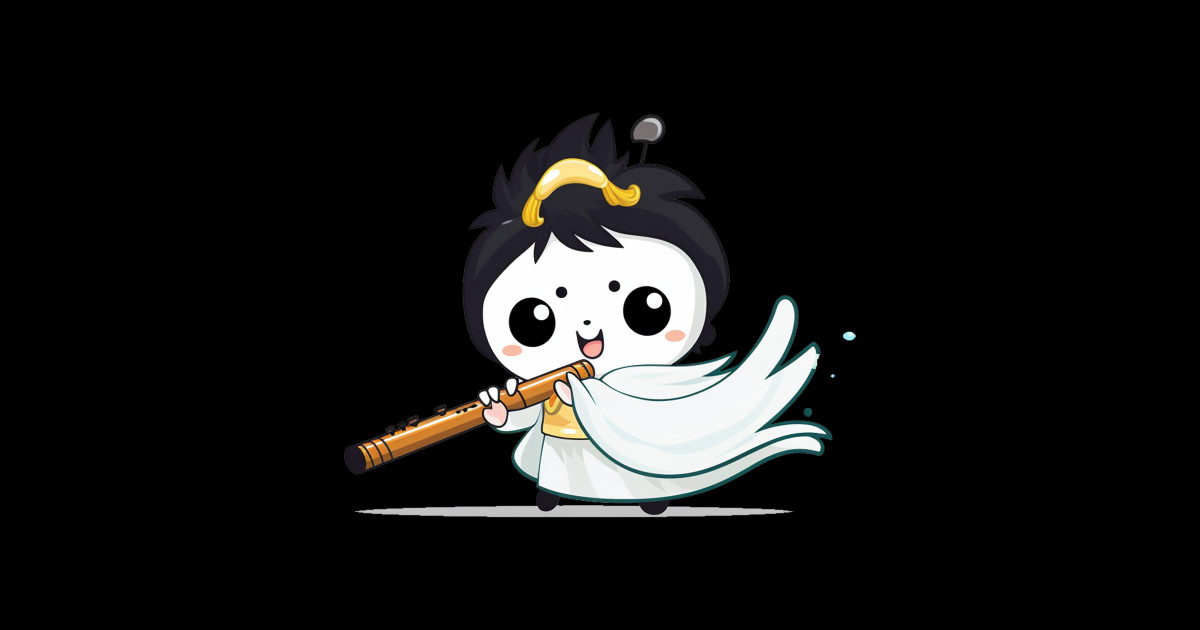 Chibi Mascot Flute Player - Music Instrument - Sticker | TeePublic