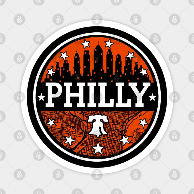 Orange and Black Philly Fan Philadelphia Skyline Liberty Bell ...