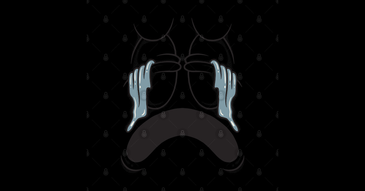 cartoon crying face - Funny Cartoon - Sticker | TeePublic