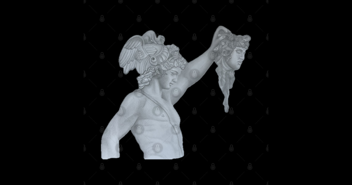 Perseus with the Head of Medusa Pencil Drawing - Statue - Sticker ...
