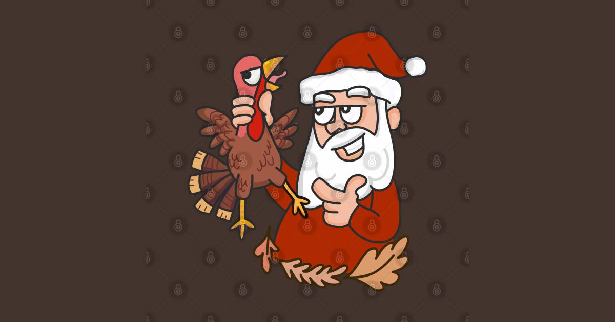 Thanksgiving Santa VS Turkey Fun Fun - Thanksgiving - T-Shirt | TeePublic
