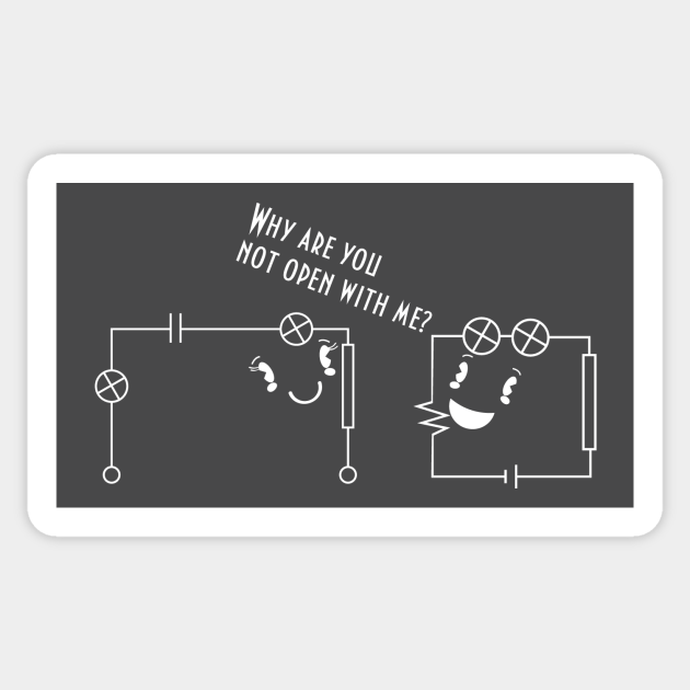 Physics joke: kawaii circuit humor. - Physics Humor - Sticker | TeePublic