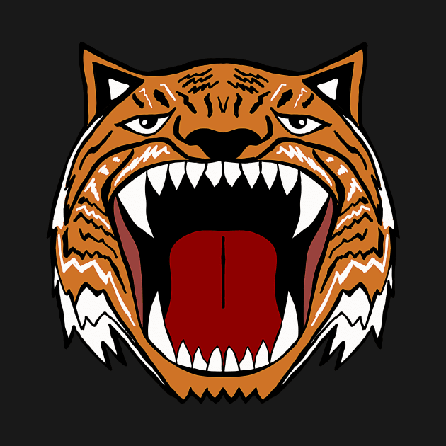 Fierce Roaring orange and black tiger with sharp teeth - Tiger - T ...