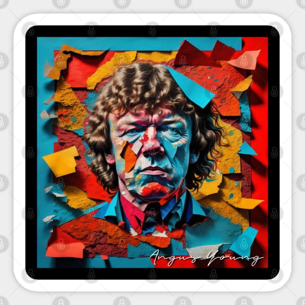 Angus Young // Paper Art - Angus Young - Sticker | TeePublic