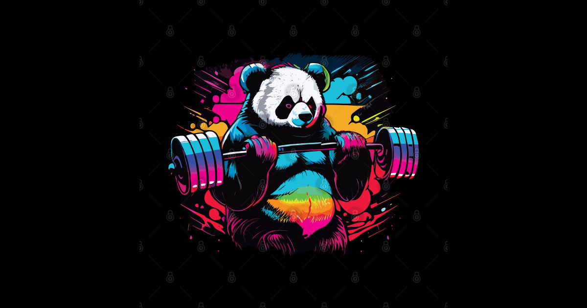 Panda in the gym - Panda Gym - Sticker | TeePublic