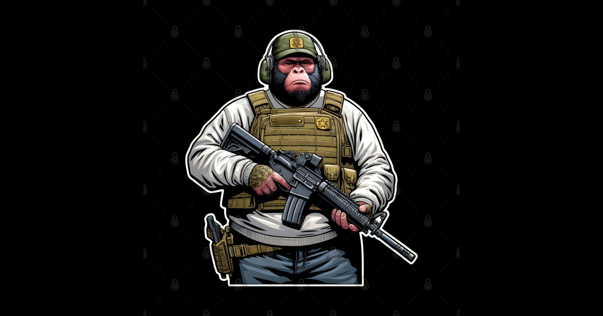 Tactical Monkey - Monkey - Sticker | TeePublic