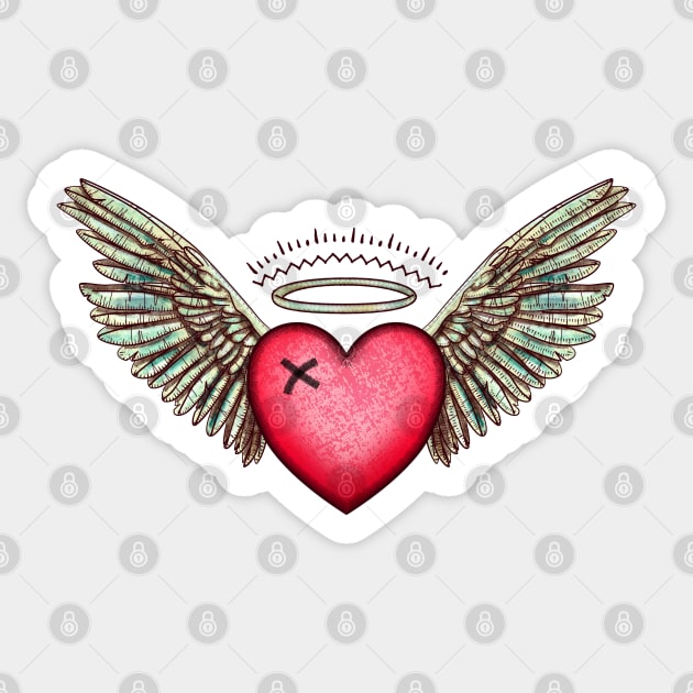 Heart With Wings - Heart Wings Love - Sticker | TeePublic
