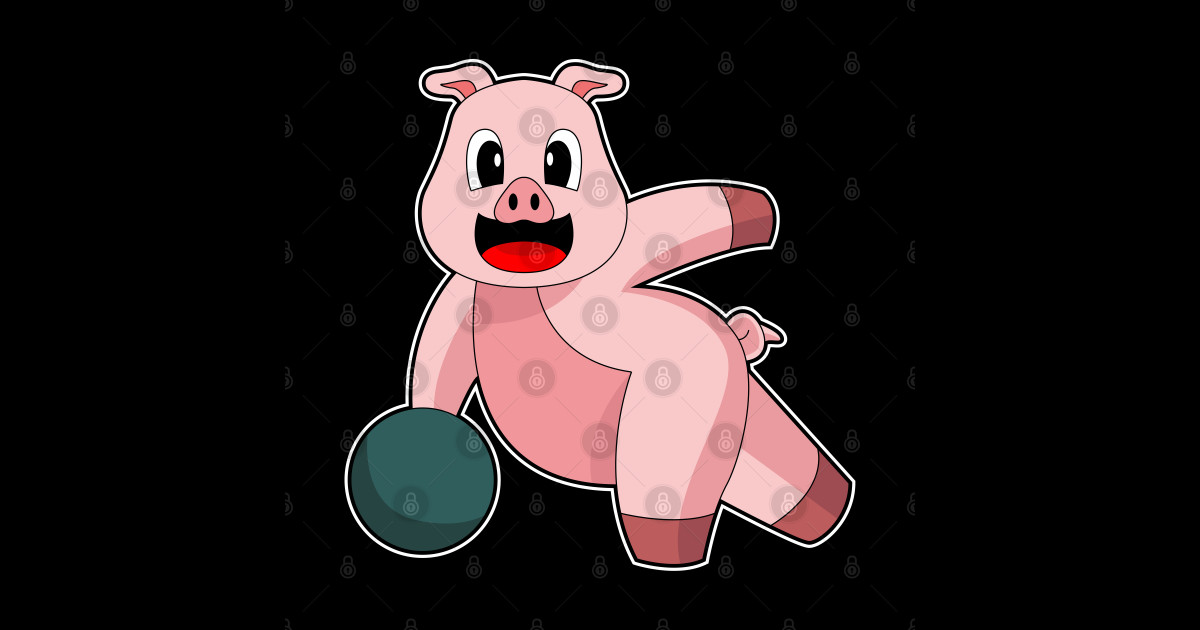 Pig Bowling Bowling ball - Bowling - Posters and Art Prints | TeePublic
