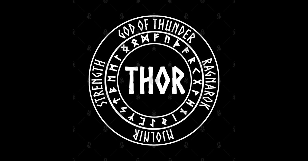 Thor Norse God with Runes God of Thunder - Thor - Sticker | TeePublic