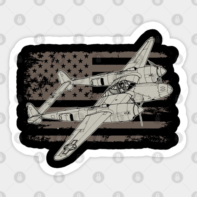 Lockheed P-38 American Fighter Plane - Fighter Plane - Sticker | TeePublic