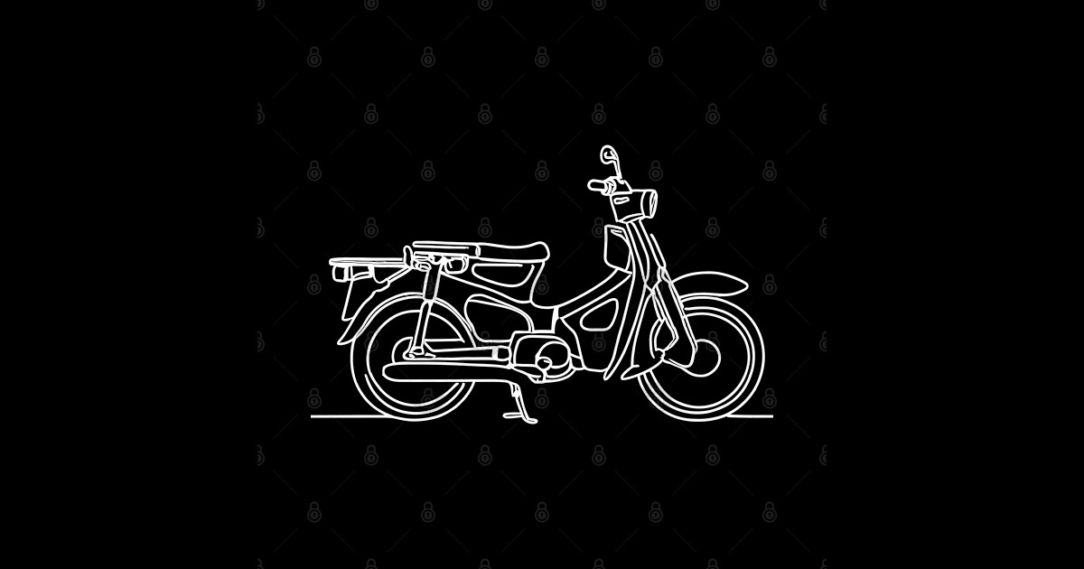 Super Cub Line Drawing - Super Cub - Sticker | TeePublic