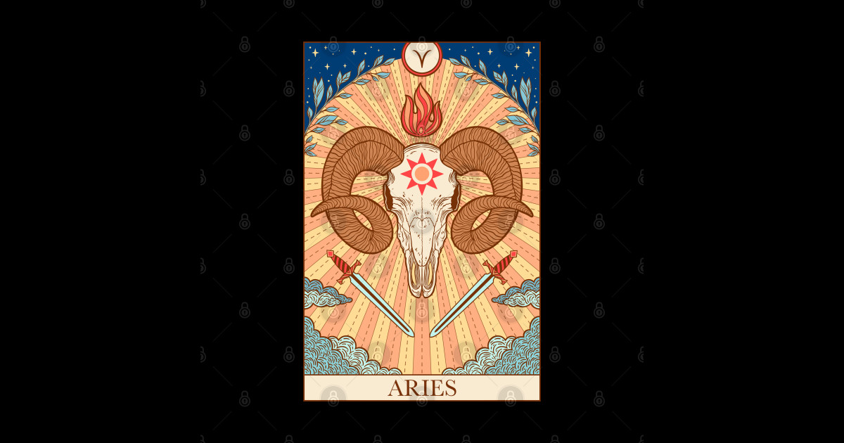 Zodiac sign tarot card Aries - Aries Zodiac Sign - Sticker | TeePublic
