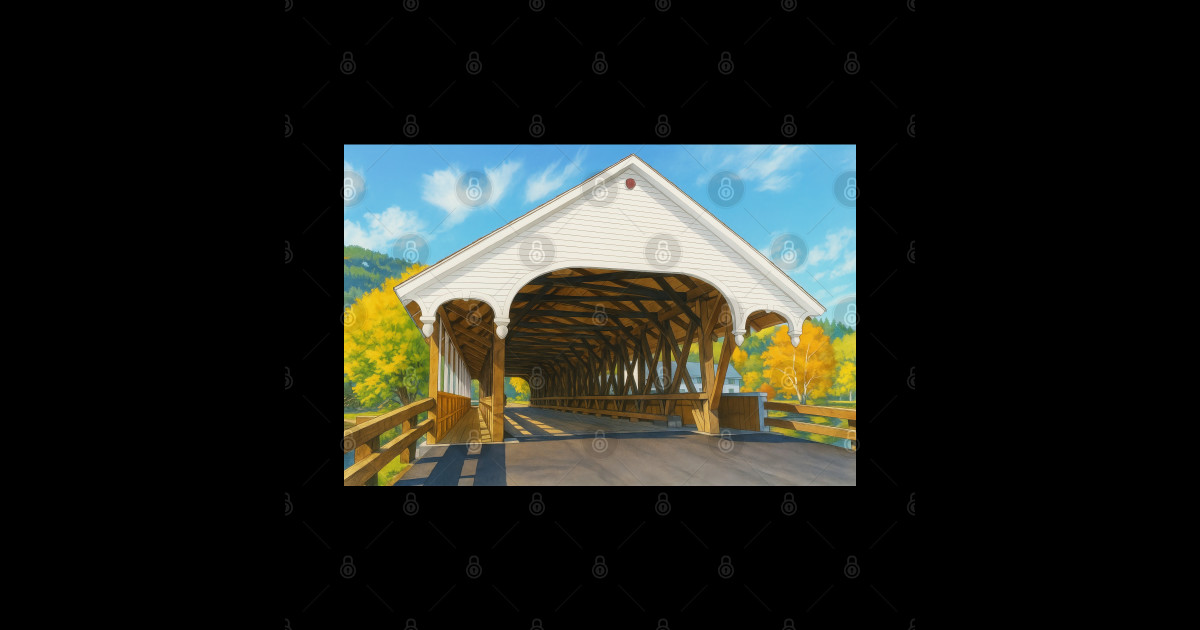 The Historic Stark Covered Bridge - Stark Covered Bridge - Sticker ...